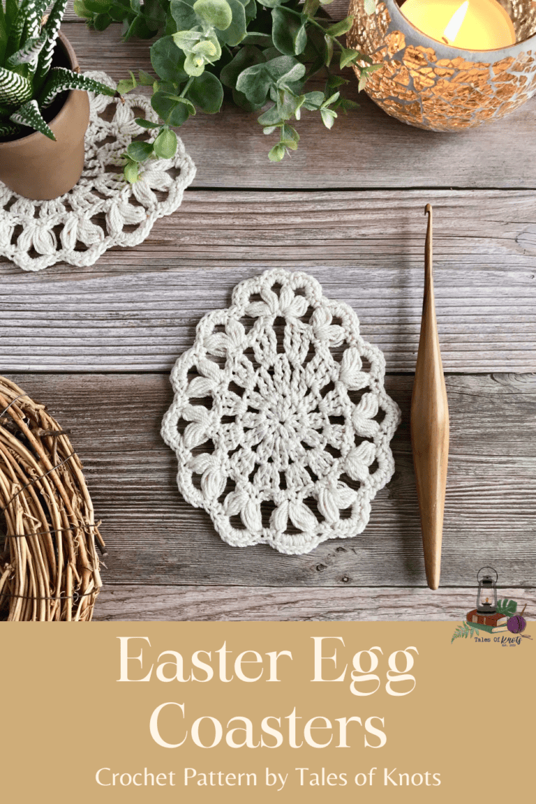 Easter Egg Crochet Lace Coasters - Easy Free Pattern - Tales of Knots